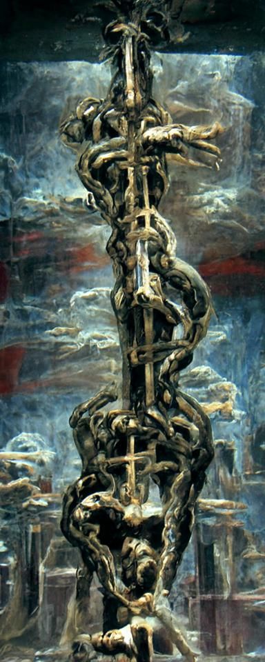 DNA helix crucified on a cross made from jesus's - AI Generated Artwork ...