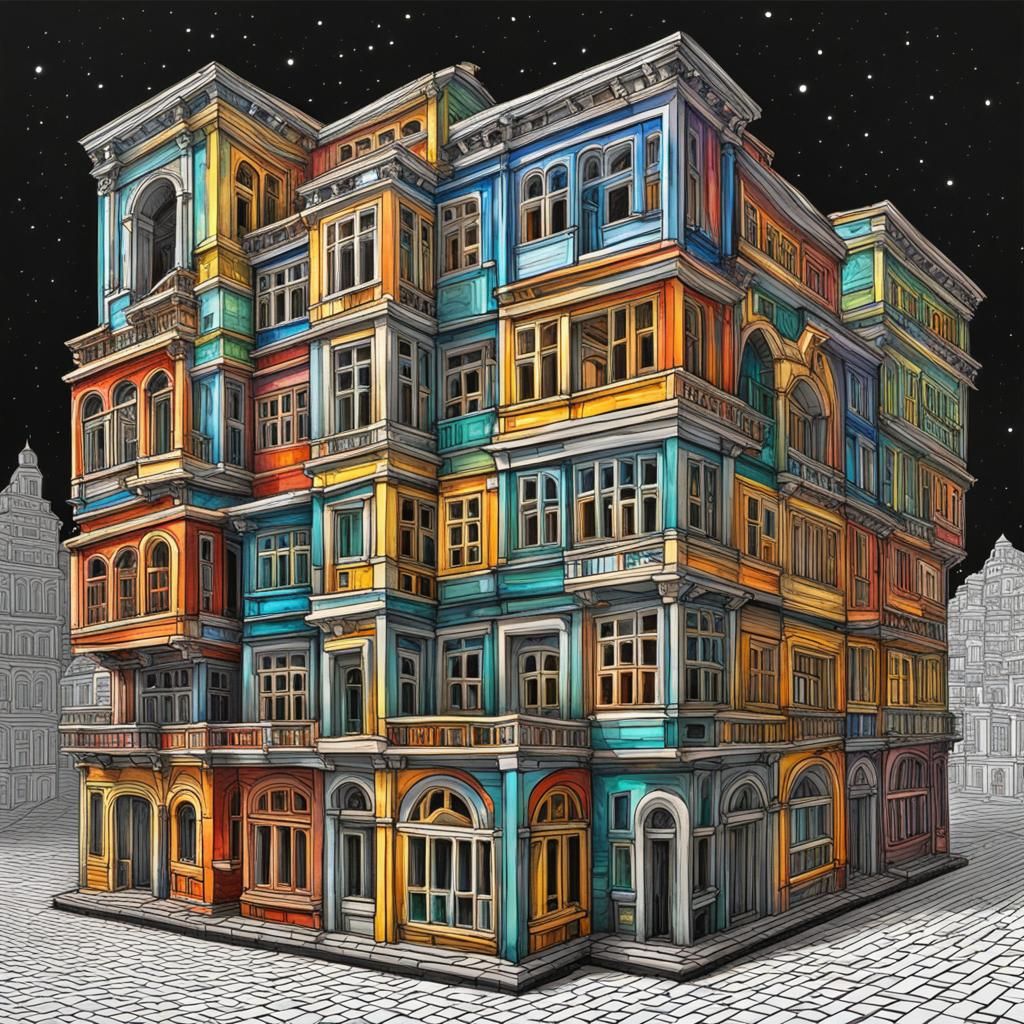 a colourful building design - AI Generated Artwork - NightCafe Creator