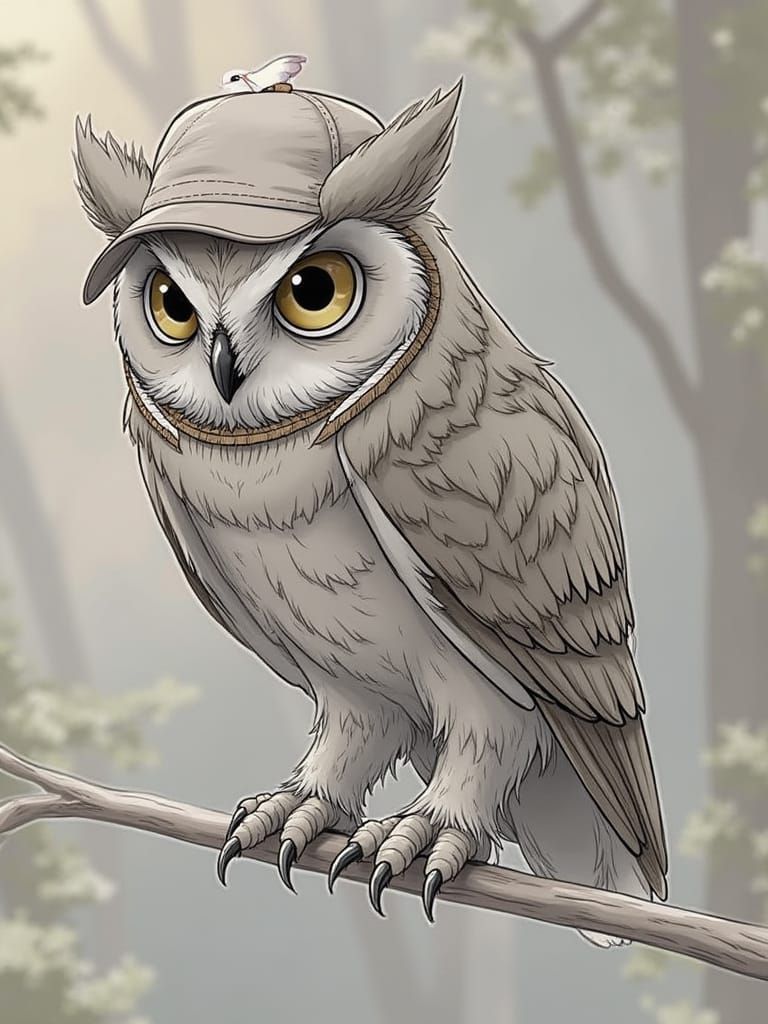 Suspicious owl - Owl in Summer Attire, Stylized 3D Realism