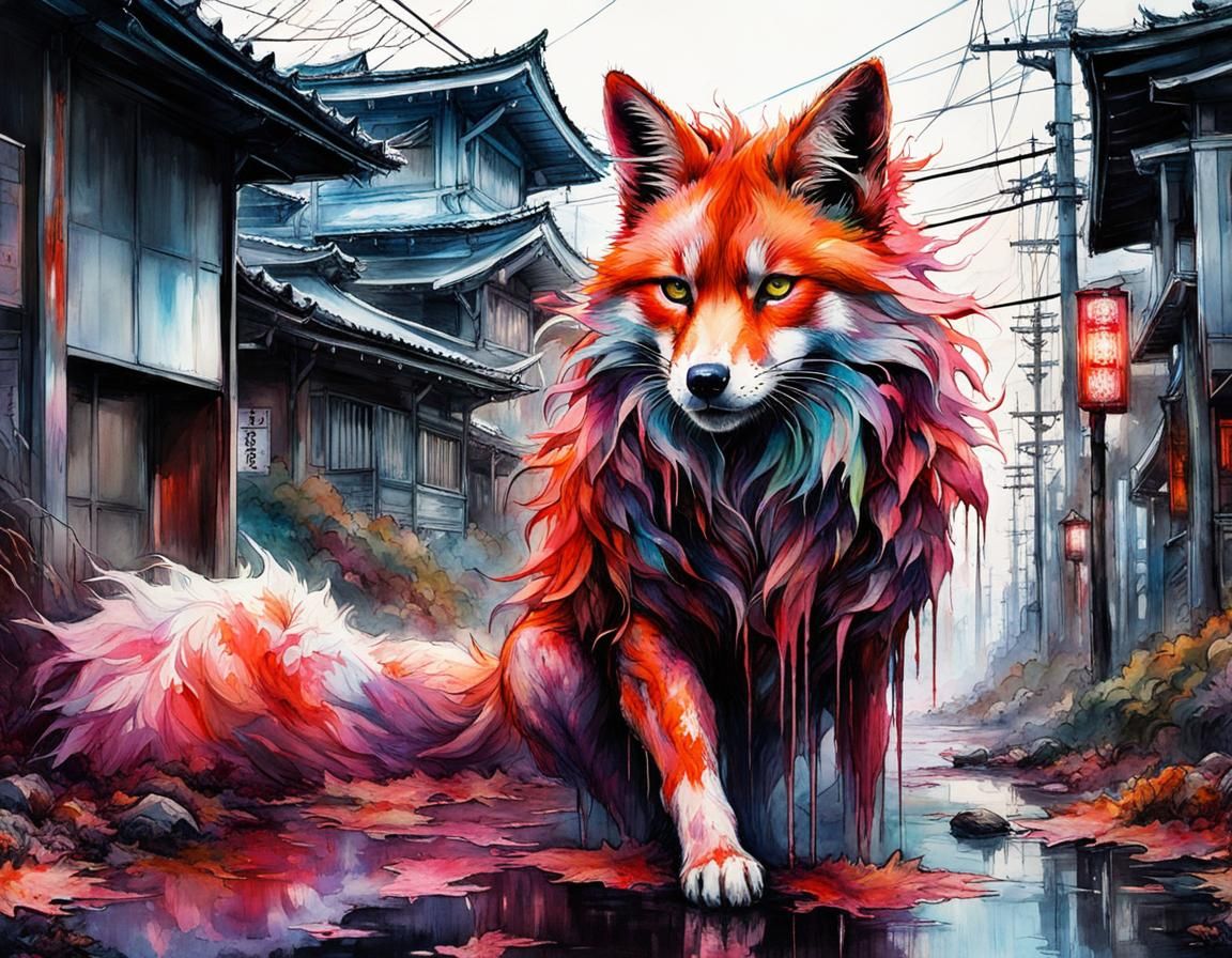 Kitsune - Macabre Cronenberg Monster in Tokyo Neon Wastelan...