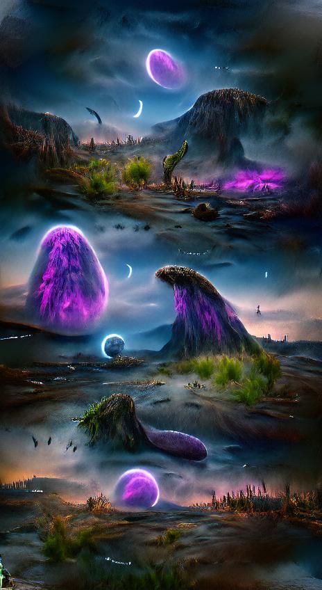 Alien world purple moons - AI Generated Artwork - NightCafe Creator