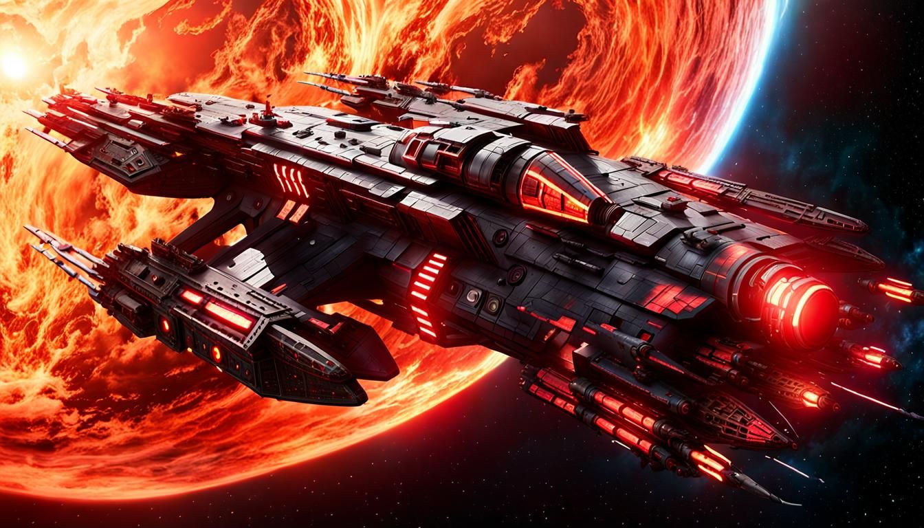 Firefly Class space ship, Chrome black red, space and a battle cruiser ...