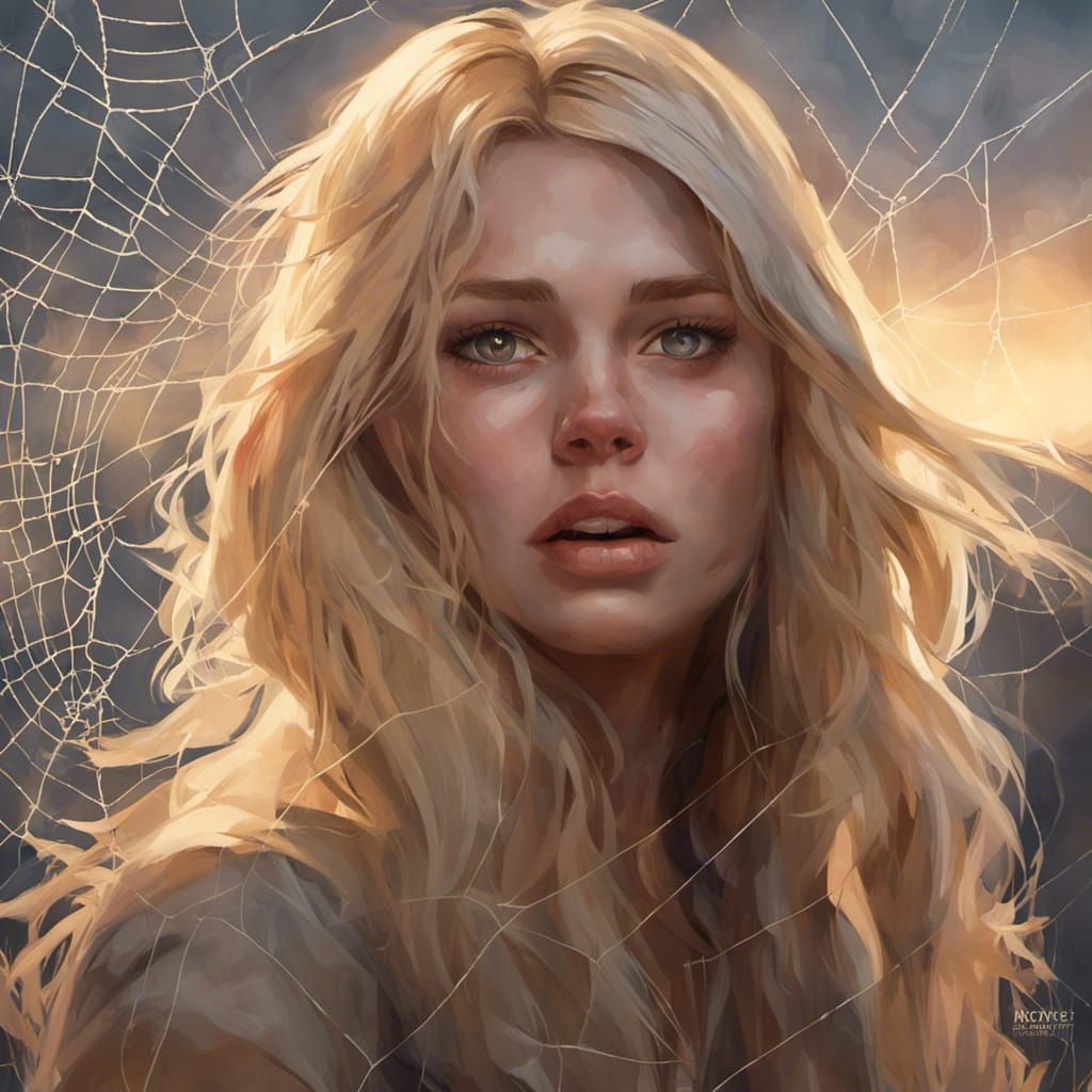 blonde girl in cobwebs - AI Generated Artwork - NightCafe Creator