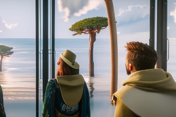 view from the shore of a giant, massive chorizo hitting the ocean at ...