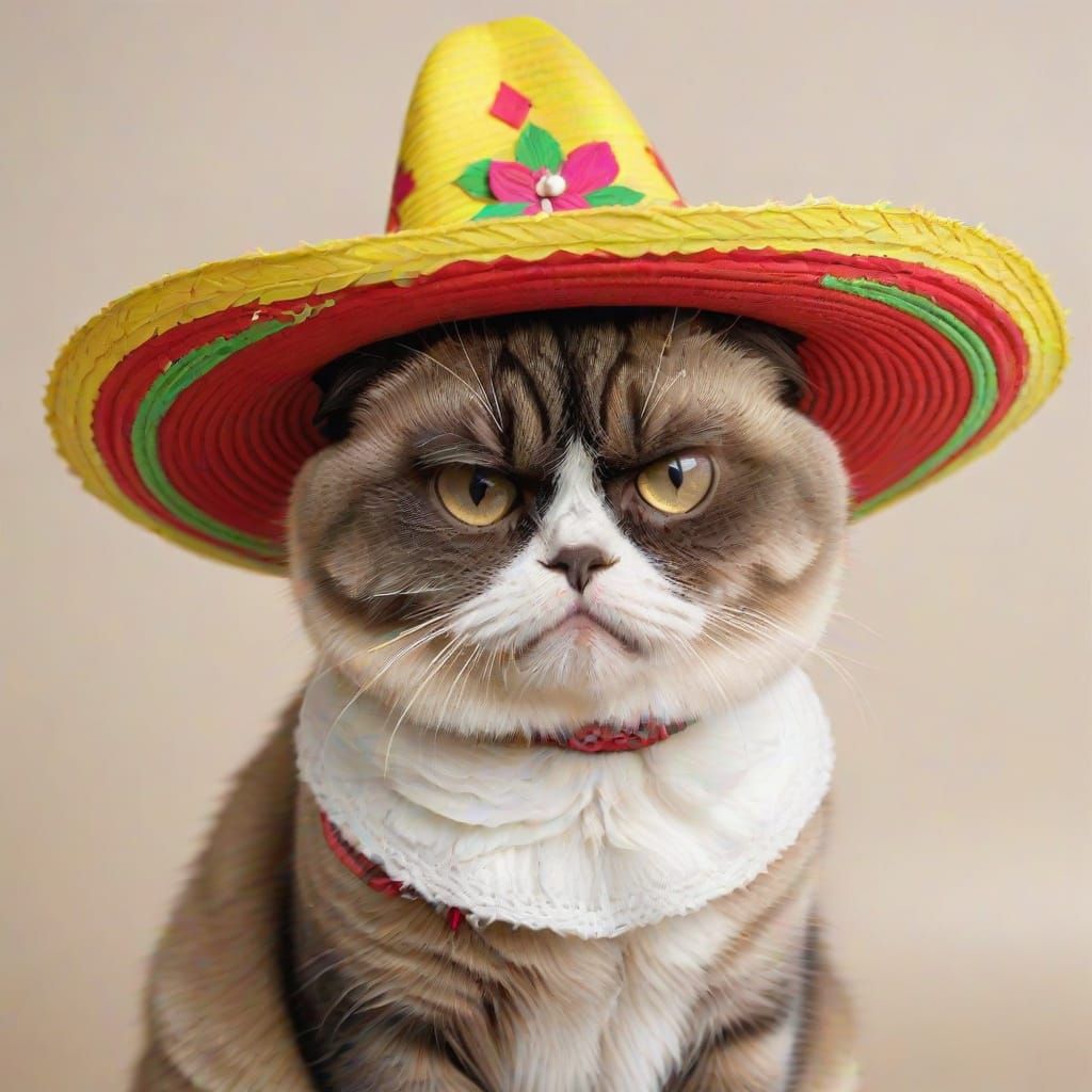 grumpy cat - Grumpy Cat in Poncho and Sombrero