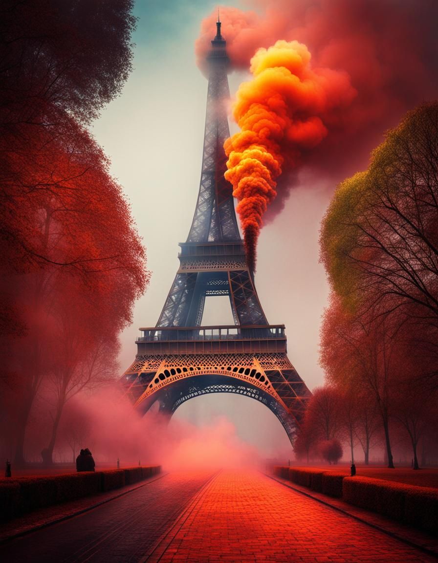 The Eiffel Tower Is Burning 2 - AI Generated Artwork - NightCafe Creator
