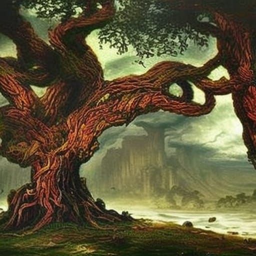 the depiction of an tortured oaktree. The work represents the artist's ...