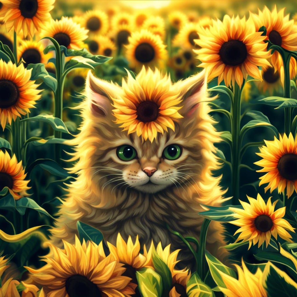 Sunflower Kitten - AI Generated Artwork - NightCafe Creator