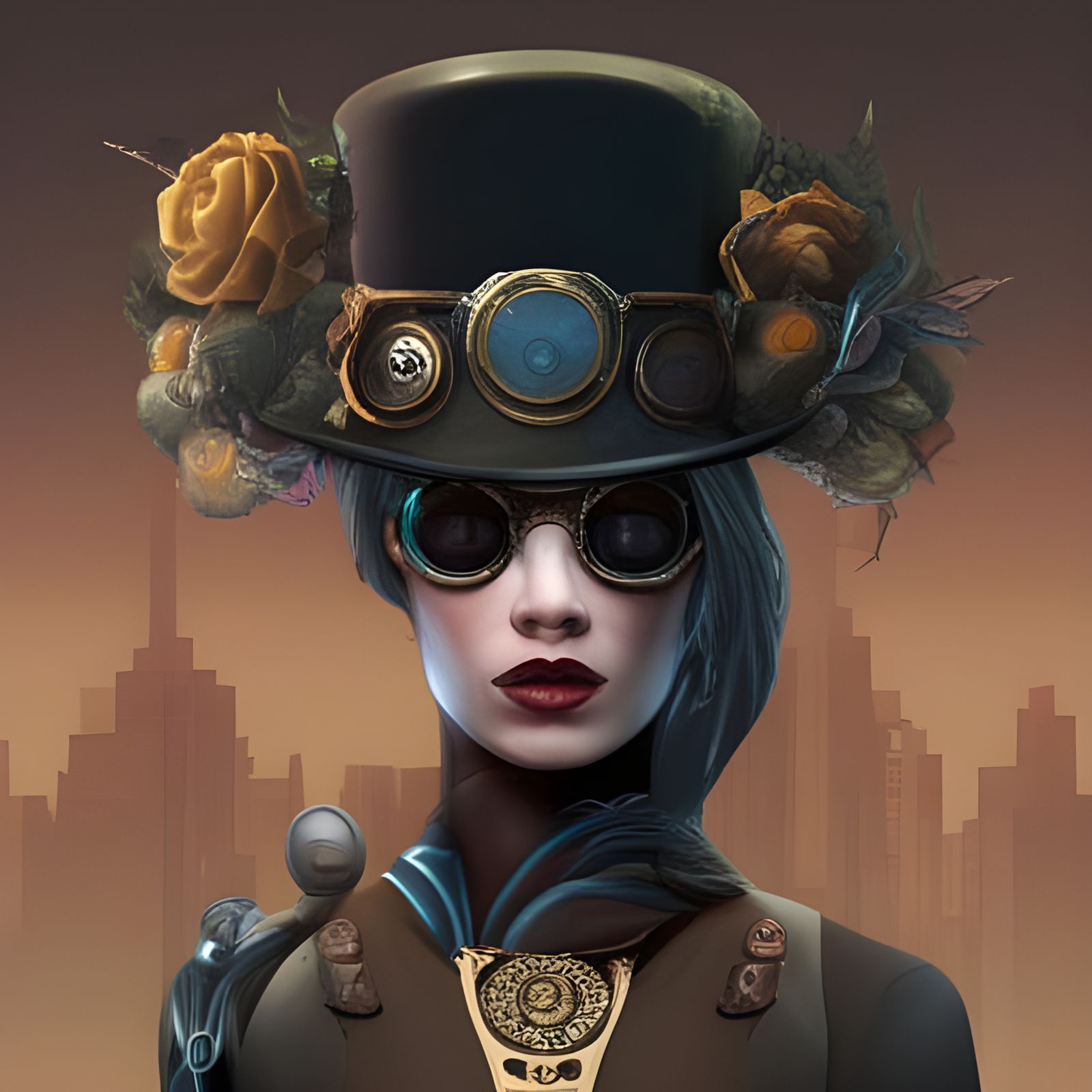 Steampunk city boss-lady - AI Generated Artwork - NightCafe Creator