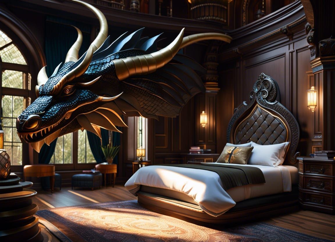 Dragon styled bedroom - AI Generated Artwork - NightCafe Creator