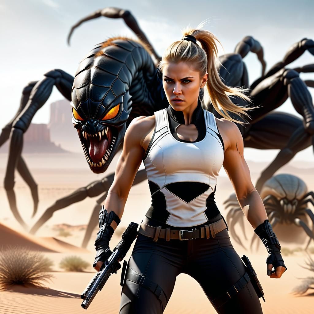Sonya Blade fighting monsters in the desert - AI Generated Artwork ...