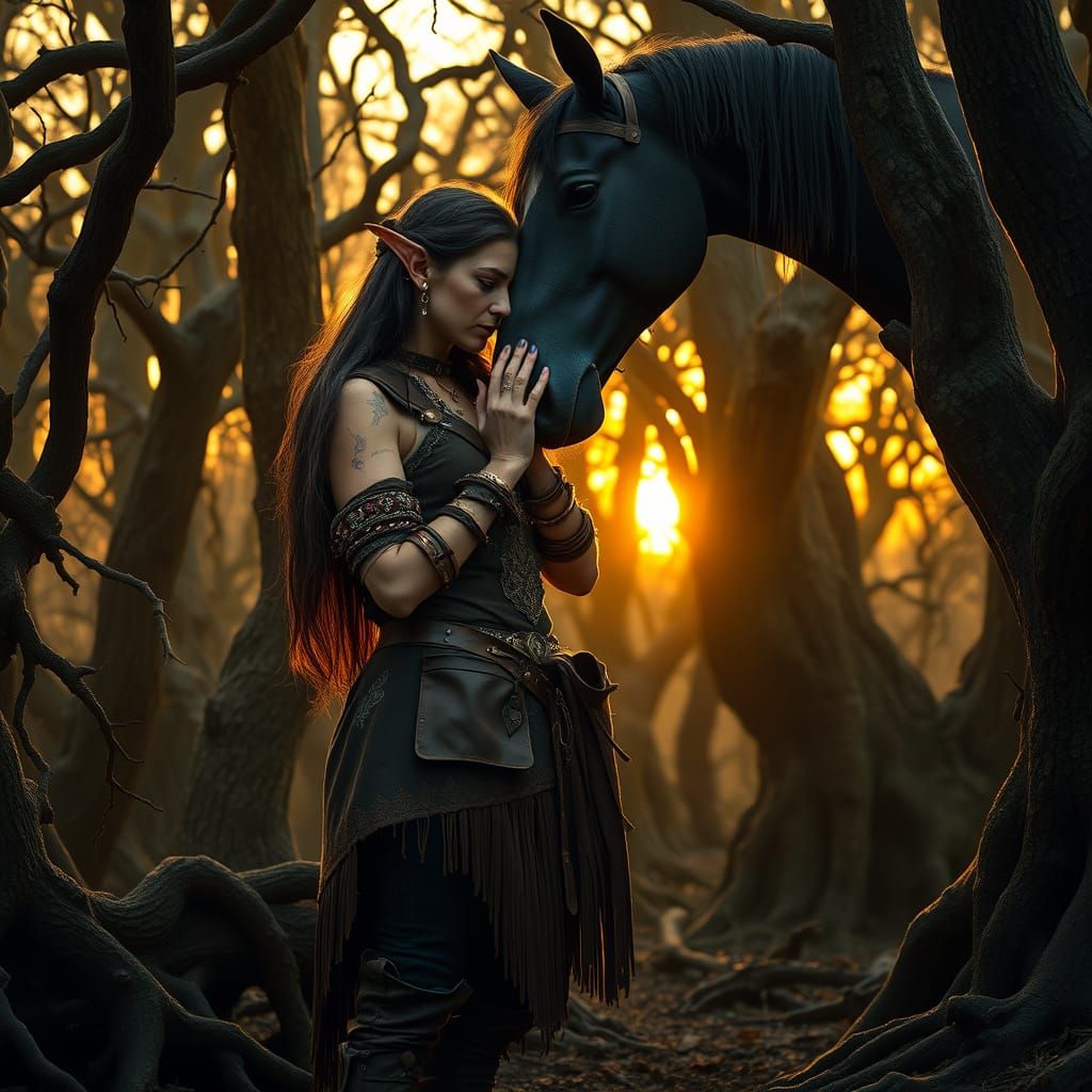 Elven Ranger and her horse - Elven Ranger and Her Majestic S...