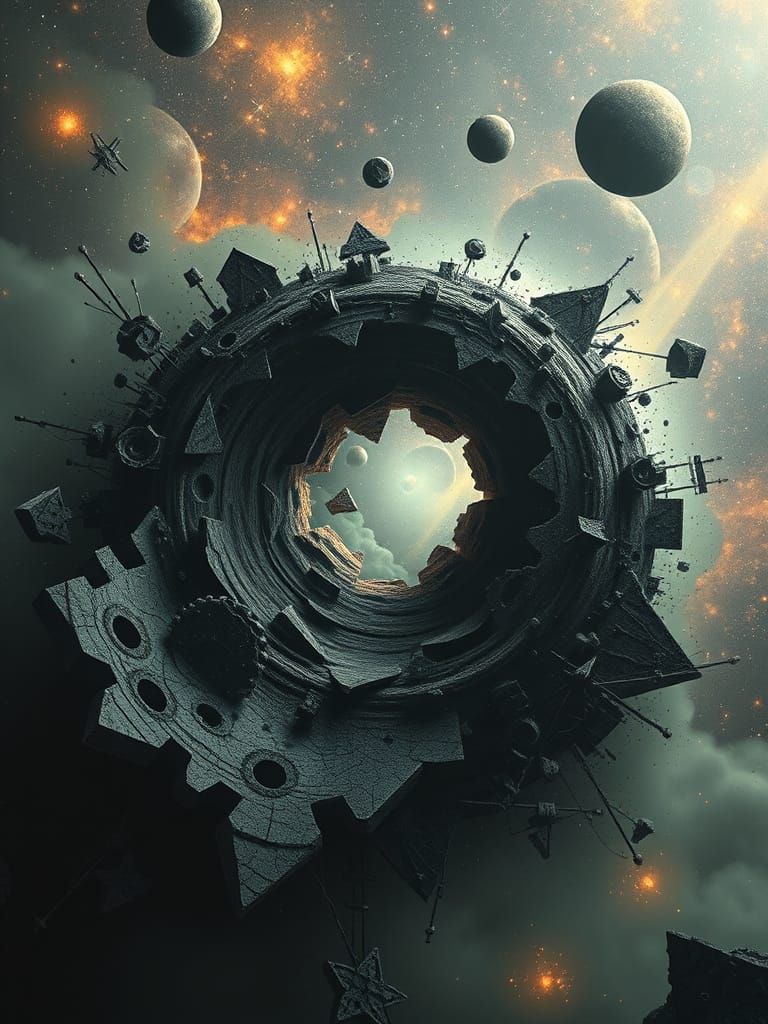 Ethereal Vortex in Miniature Cosmos, Dieselpunk Dr... - AI Art