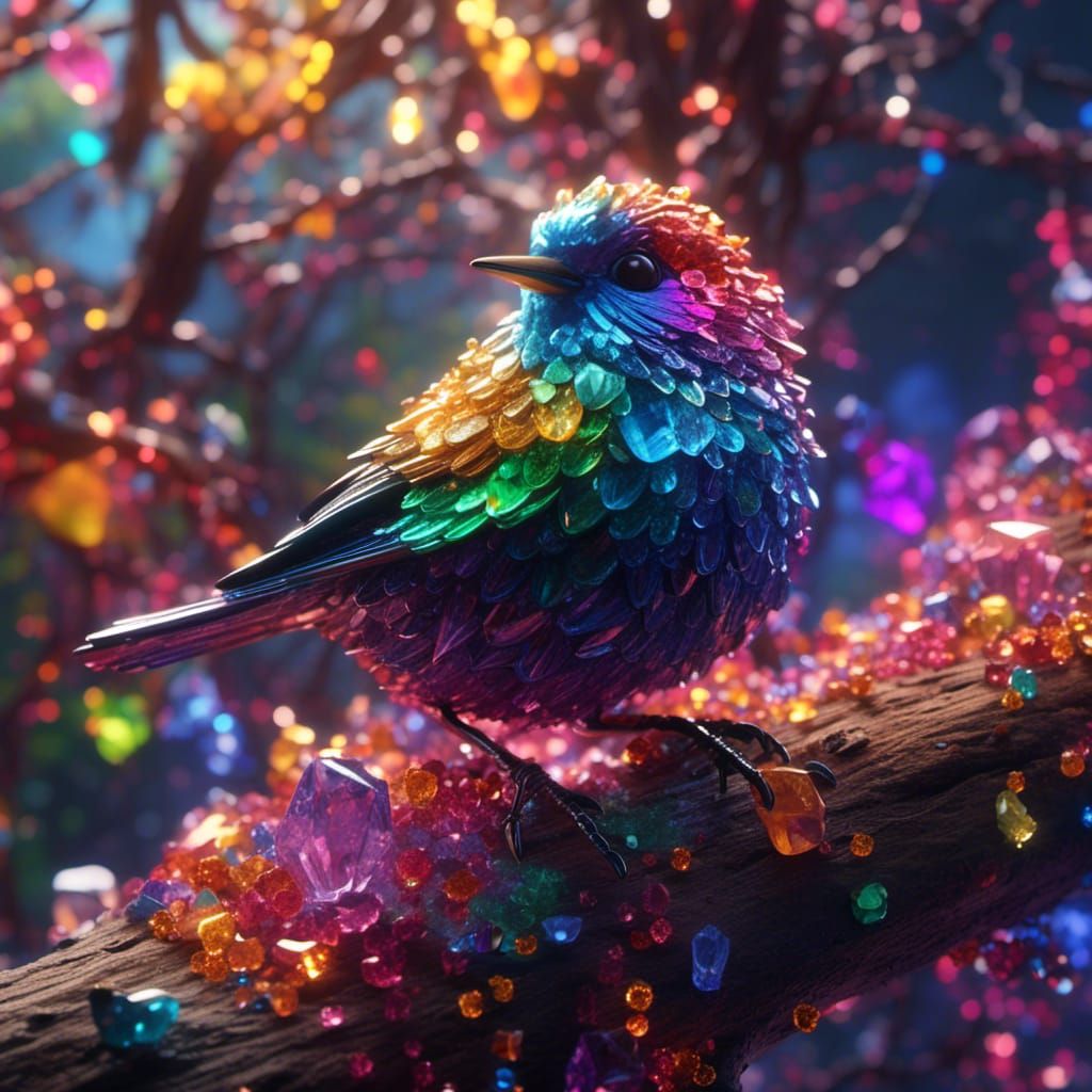 Crystal Rainbow Bird - AI Generated Artwork - NightCafe Creator