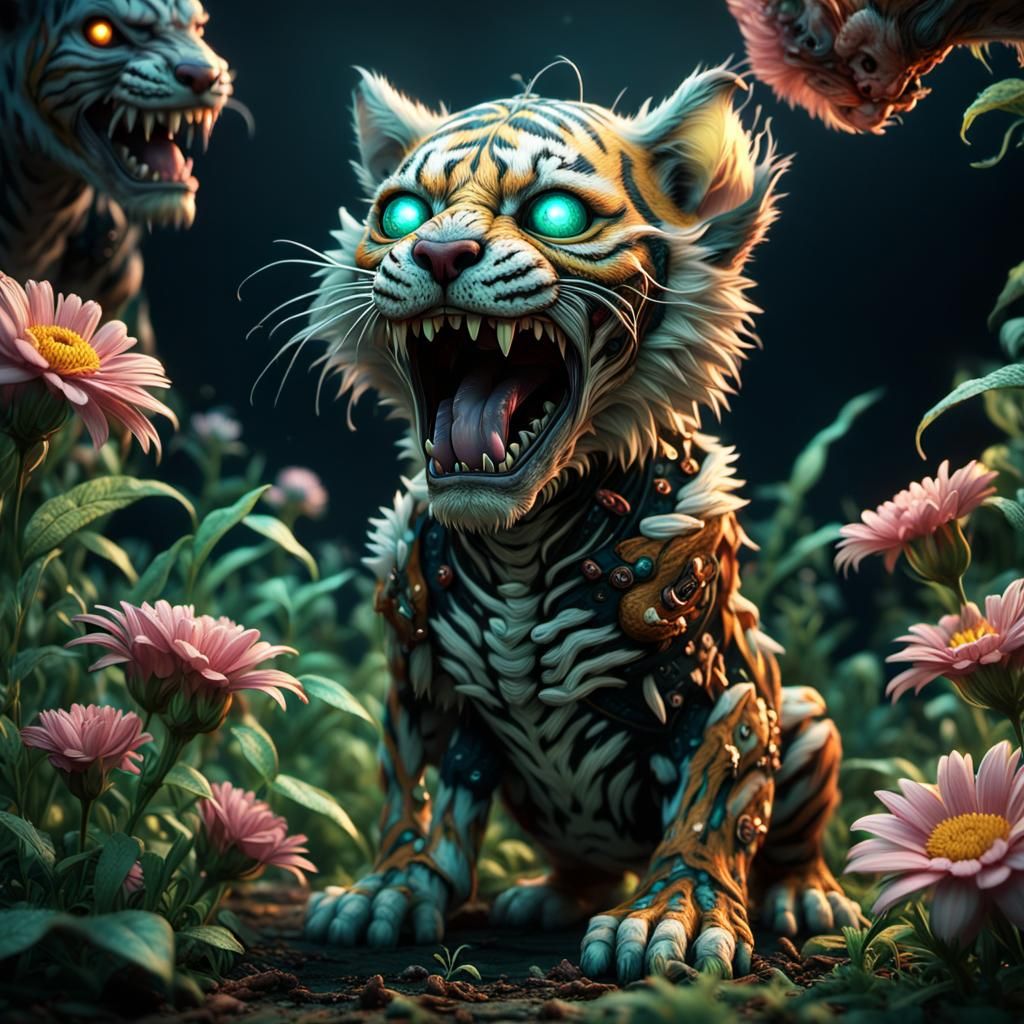 ravenous tiger-alien zombie - AI Generated Artwork - NightCafe Creator