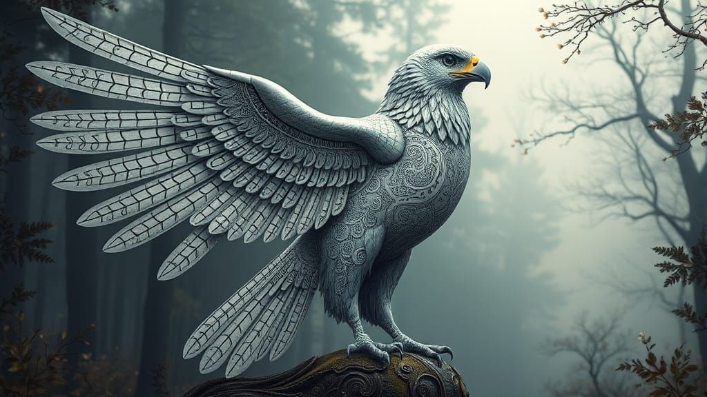 Silver Falcon as Tribal Totem Spirit with Slavic P... - AI Art