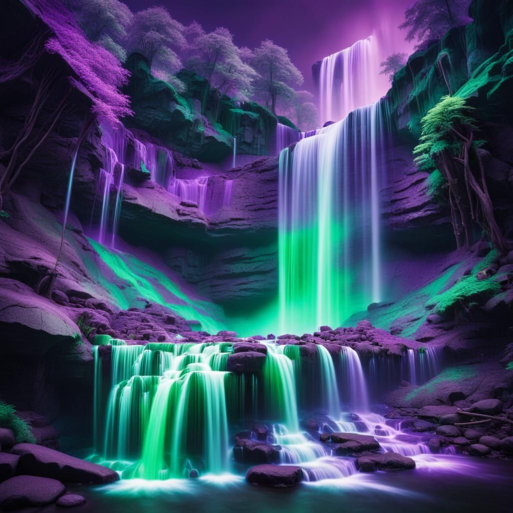 A cascading waterfall - AI Generated Artwork - NightCafe Creator