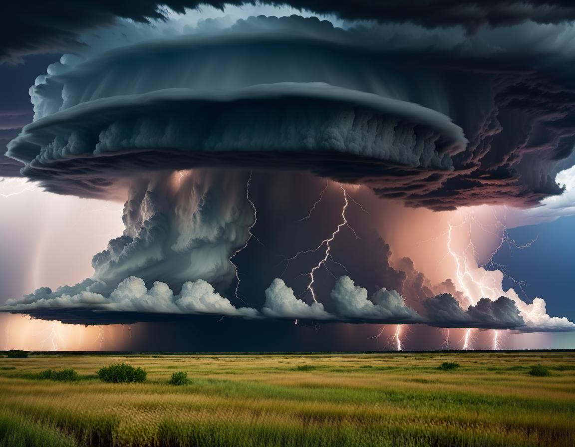 Thunderstorm rolling in across prairie - AI Generated Artwork ...