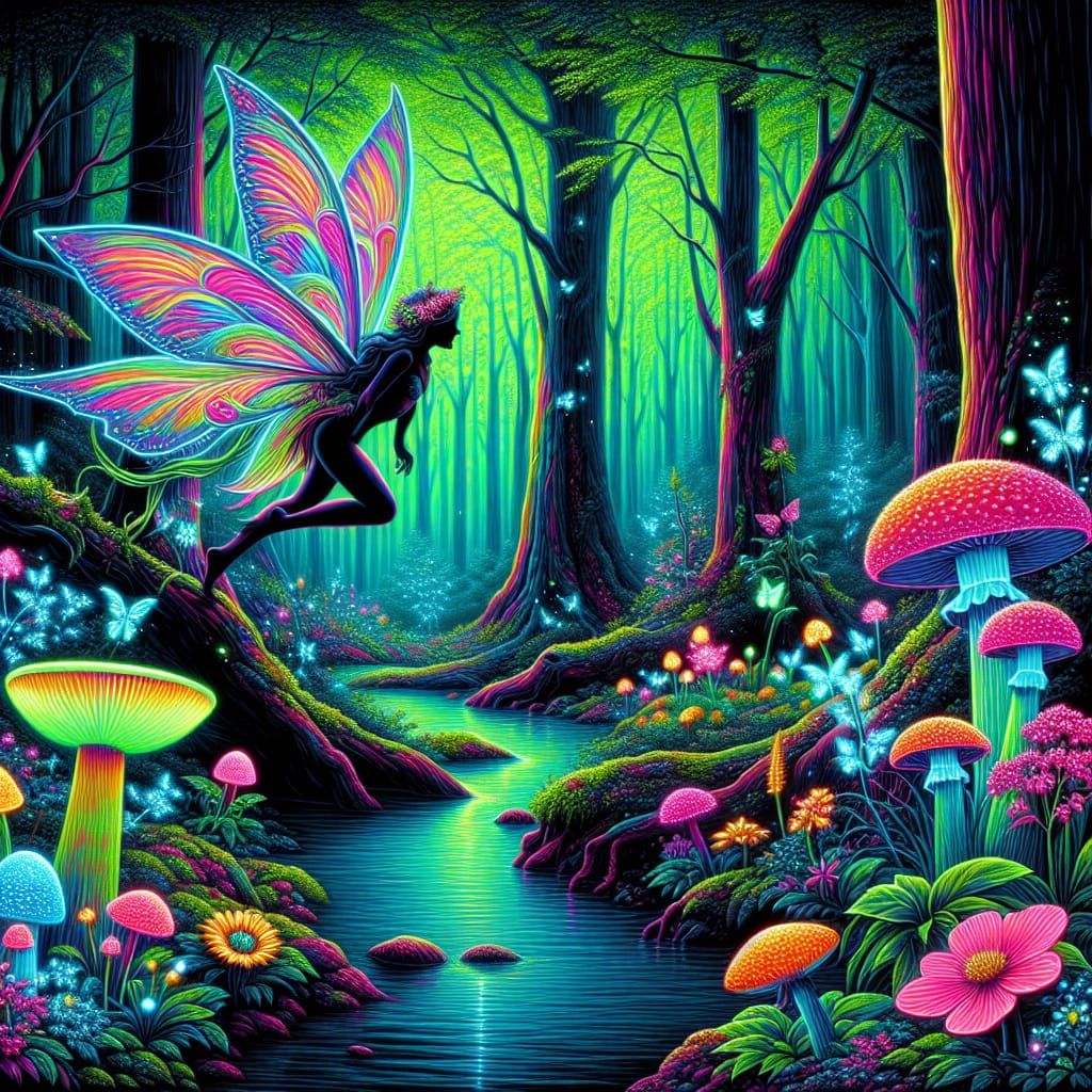 Neon Punk Enchanted Forest - AI Generated Artwork - NightCafe Creator