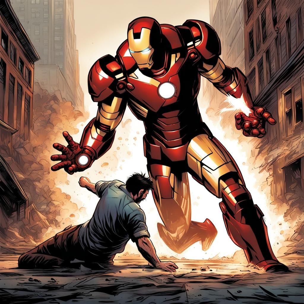 Iron man fighting off joel from the last of us - AI Generated Artwork ...
