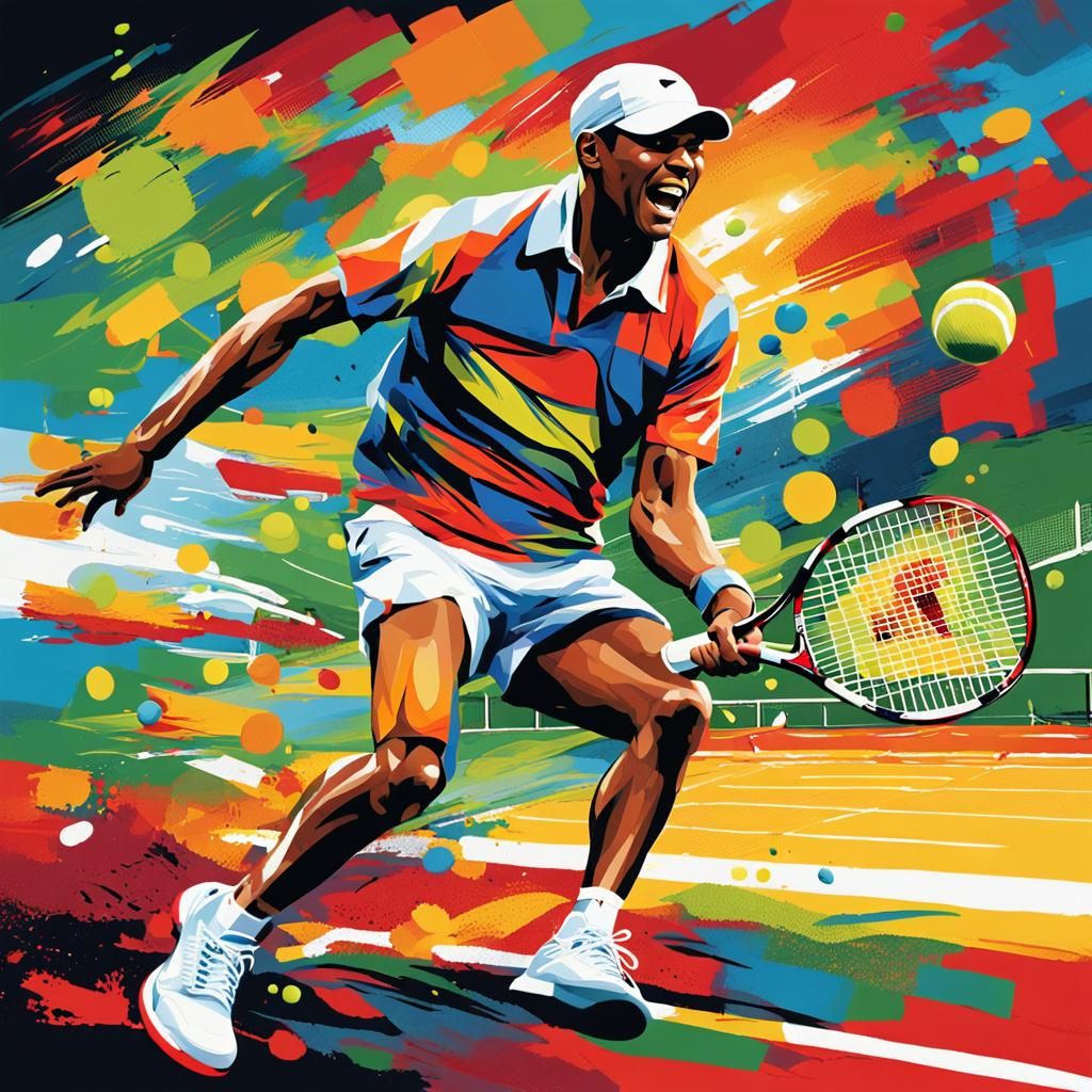 Creations that depict Tennis players in full swing, capturing the speed ...