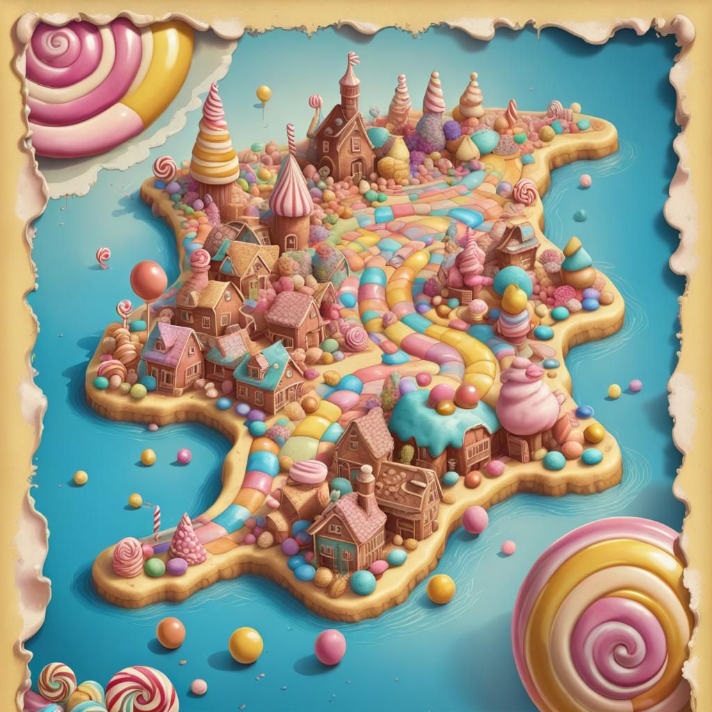 Edible Map of Candyland - AI Generated Artwork - NightCafe Creator