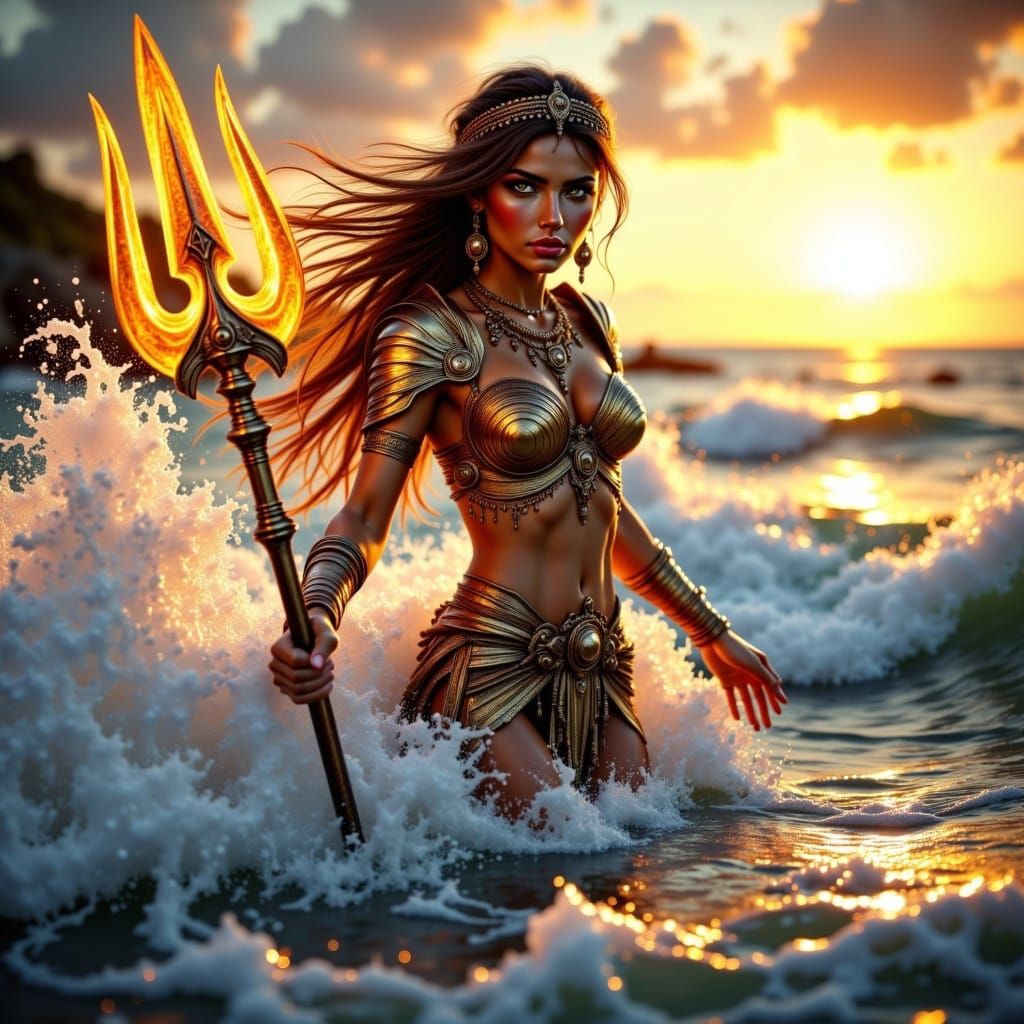 Queen with the golden trident, victorious from the submarine wars