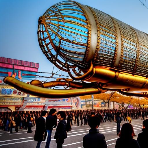 airship over 1980s seoul korea - AI Generated Artwork - NightCafe Creator