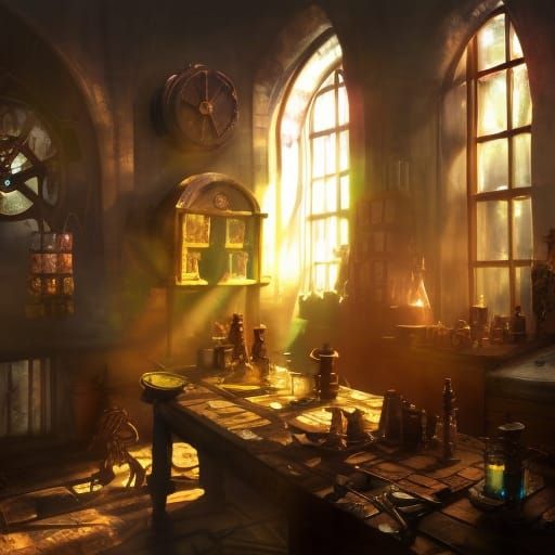 alchemy shop, cinematic lighting, fantasy concept art, video game ...