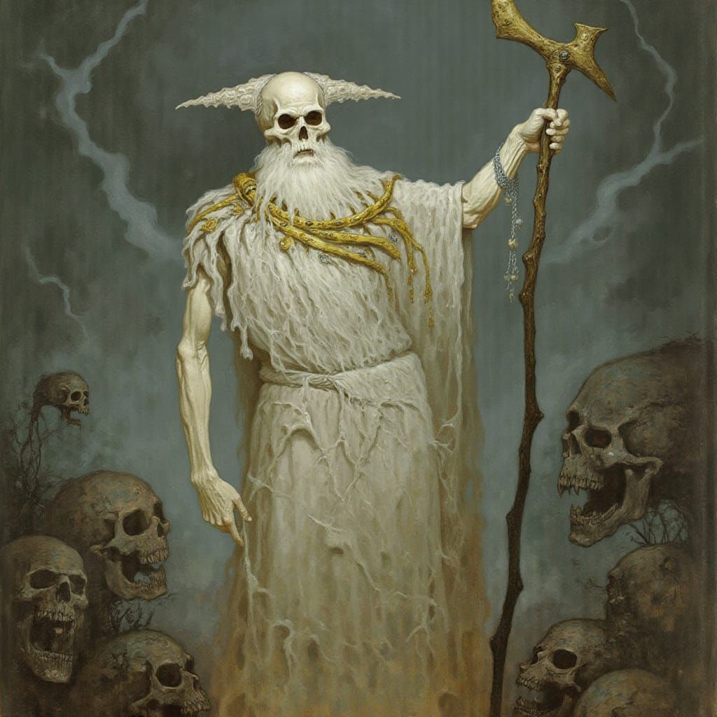 Count of Death - Ethereal Cleric in Mystical Landscape