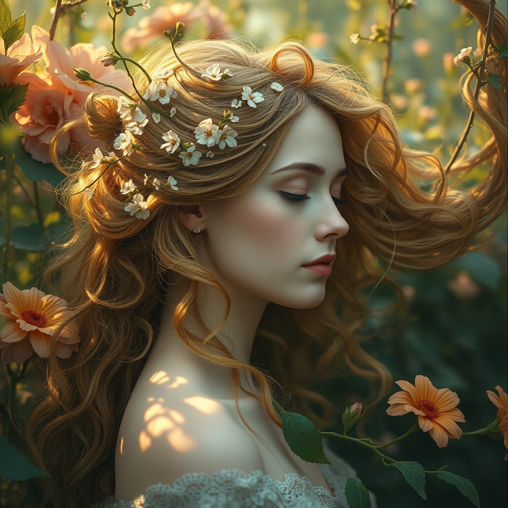 Pre-raphaelite woman - Ethereal Woman in Pre-Raphaelite Styl...