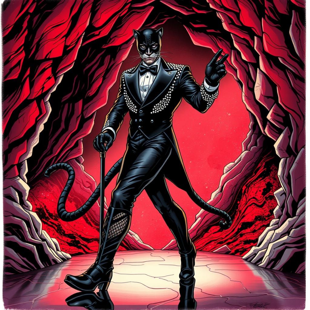 Majestic Panther Drag King in Vibrant Pulp Comic S... - AI Art