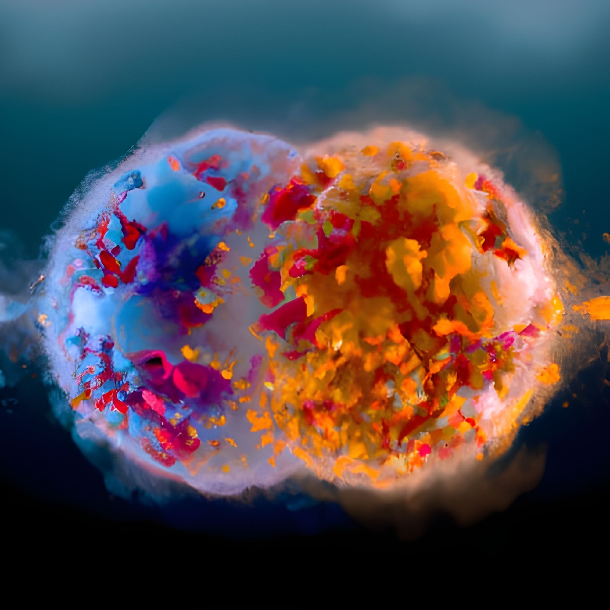 Two atoms smashing into each other producing fusion : r/nightcafe