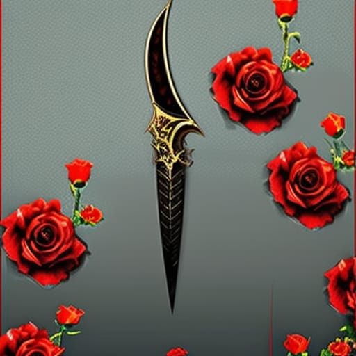 Beautiful sharp Gothic dagger With red roses& good craftsmanship vibes ...