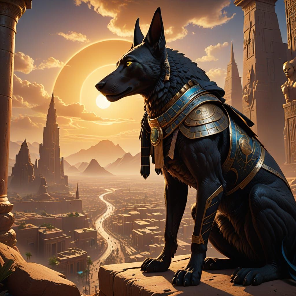 Anubis Watching over ancient Egypt - Ancient Egypt God Anubi...