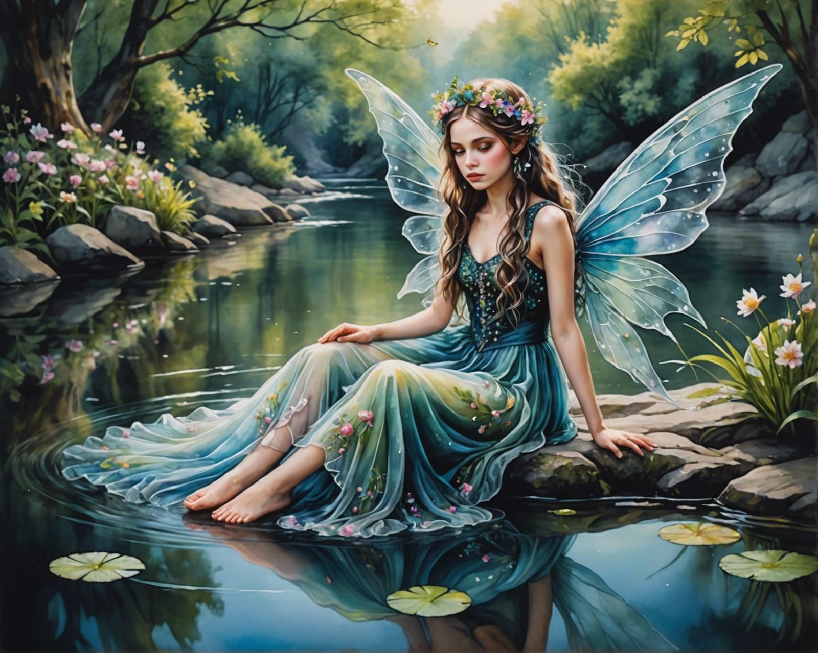 fairy at the lake - AI Generated Artwork - NightCafe Creator