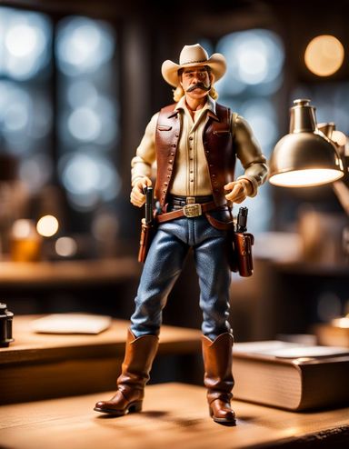 1/6 scale action figure of a portly blond cowboy with a moustache ...