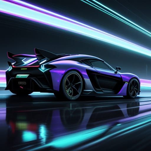 Hyper Turbo car - Neon Turbo Speedster in Futuristic Highway...