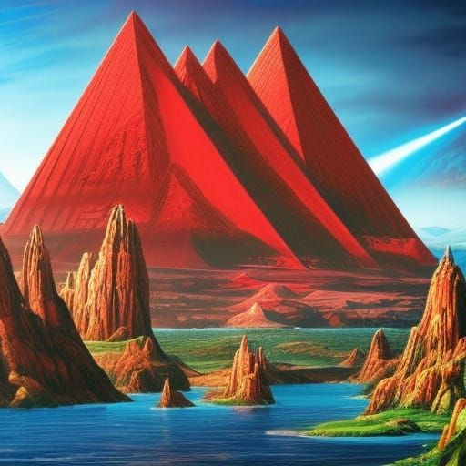 The Red Pyramids of Sirius B - AI Generated Artwork - NightCafe Creator