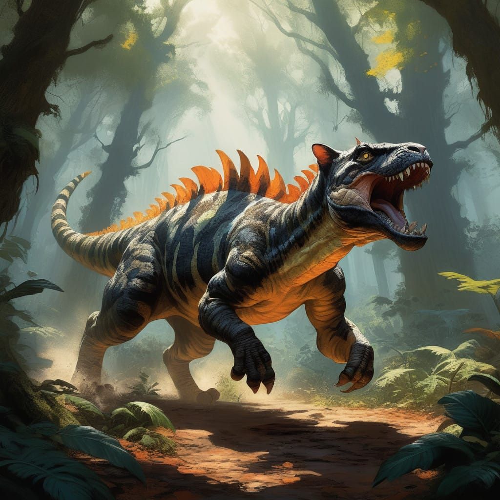 What have I created - Daring Calico Cat Fleeing from a Prehi...