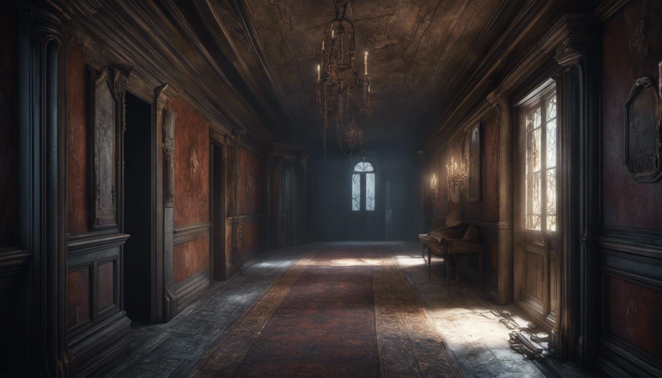 Haunted hallway - AI Generated Artwork - NightCafe Creator