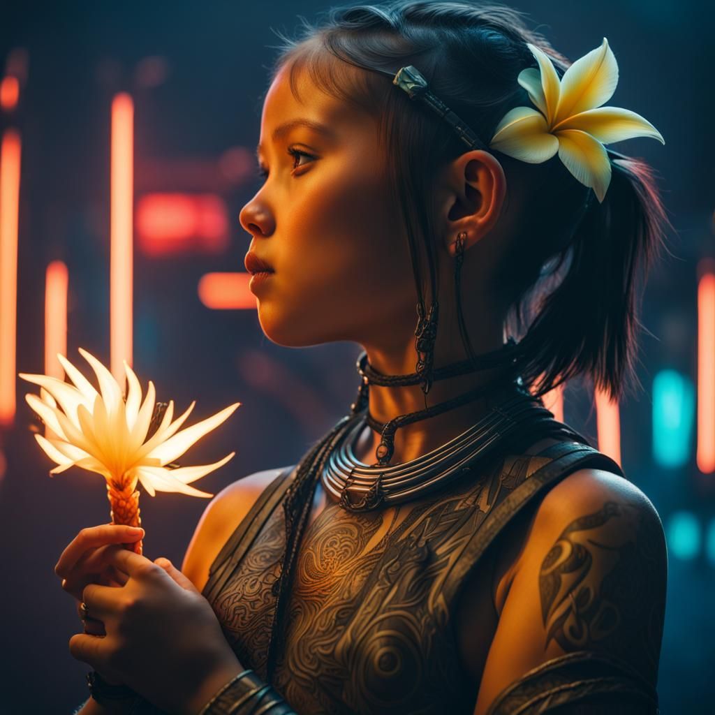 Glowing Tiare flower - AI Generated Artwork - NightCafe Creator