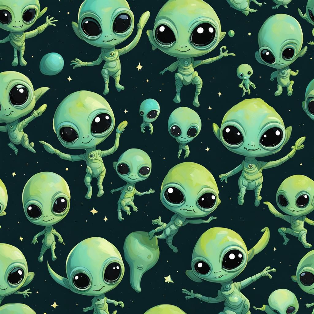 Baby aliens hanging out - AI Generated Artwork - NightCafe Creator