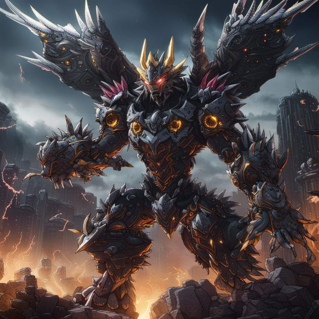 BlackWargreymon (Digimon) - AI Generated Artwork - NightCafe Creator