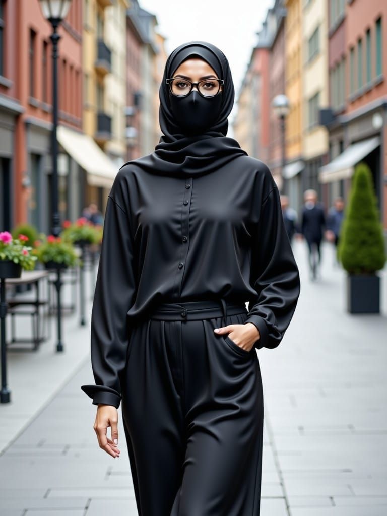 Explorer 🌿 💚 - Cute German Hijabi Woman Walking in the Ci...