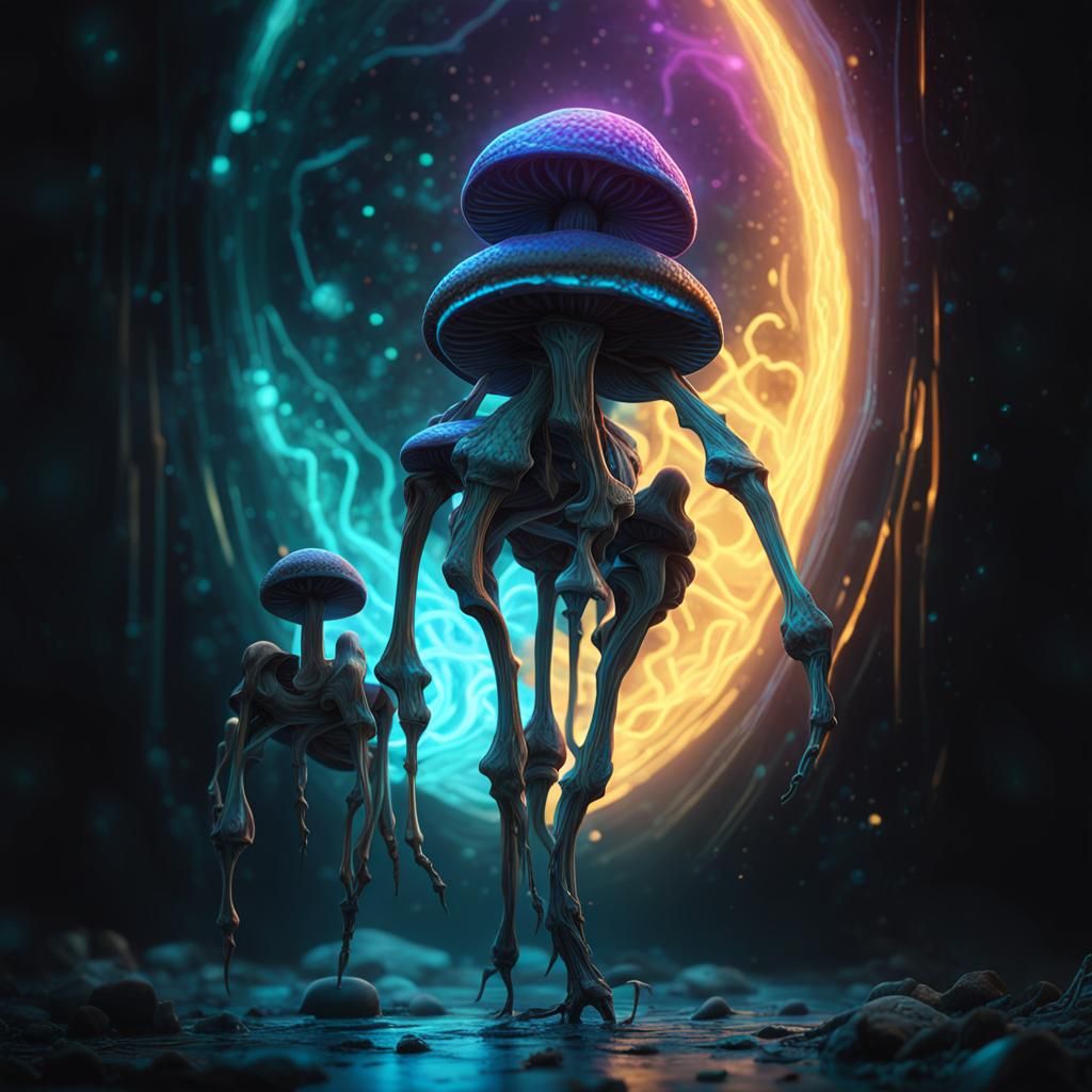 alien mushrooms and bone hybrid - AI Generated Artwork - NightCafe Creator
