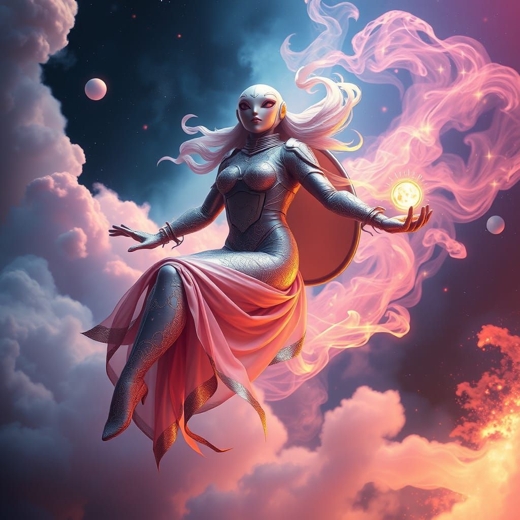 Goddess of the Cosmic Turtles in Nebulae Splendor - AI Art