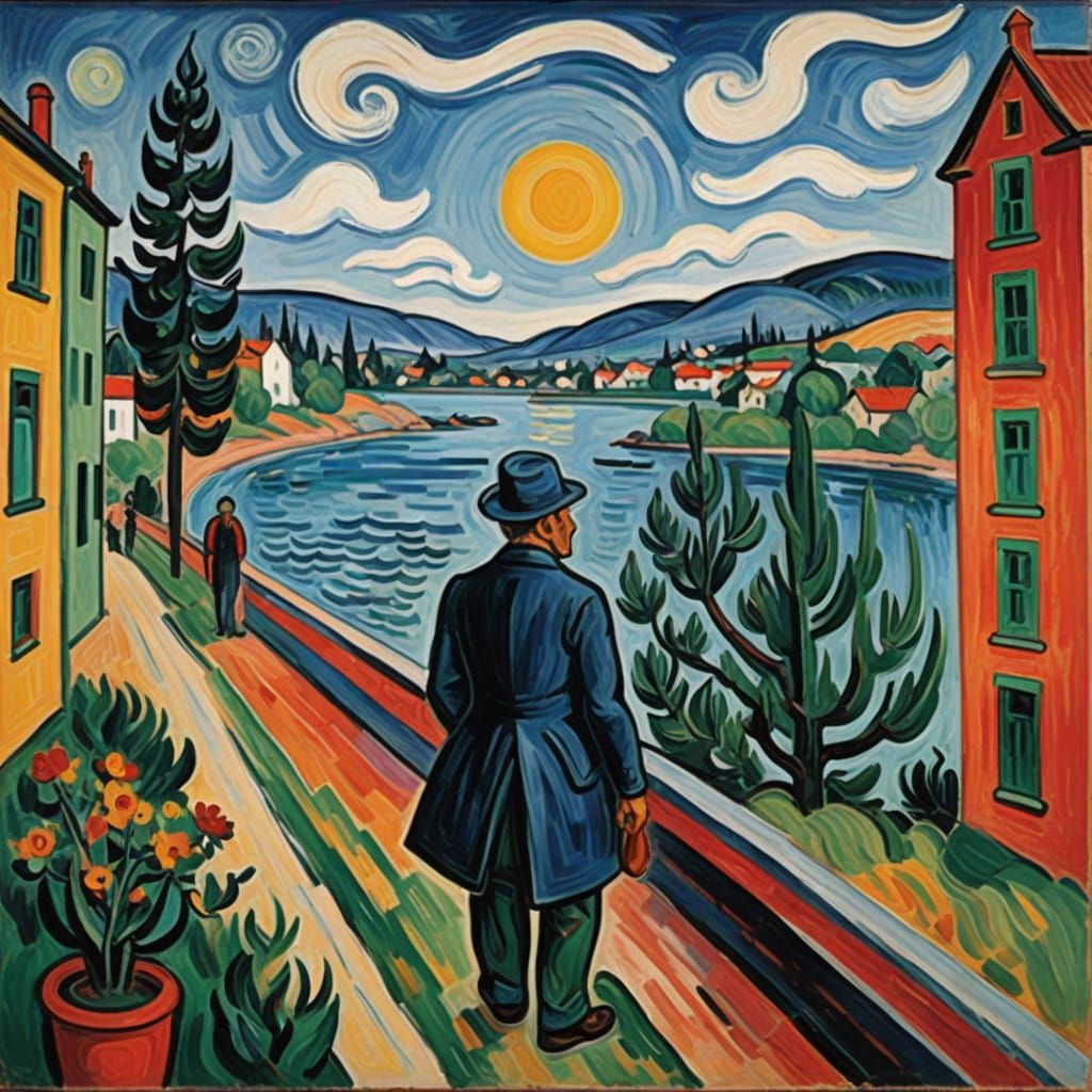 Just Watching - Surrealist Neo-Expressionist Art Piece in Mi...