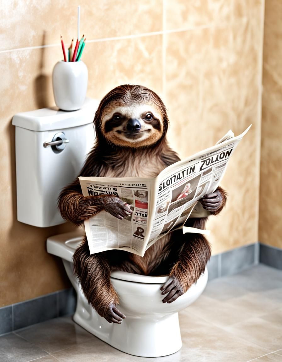 Reading on the toilet series: sloth - AI Generated Artwork - NightCafe ...