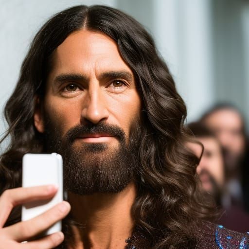 Jesus Christ taking a selfie with his smartphone during last supper ...
